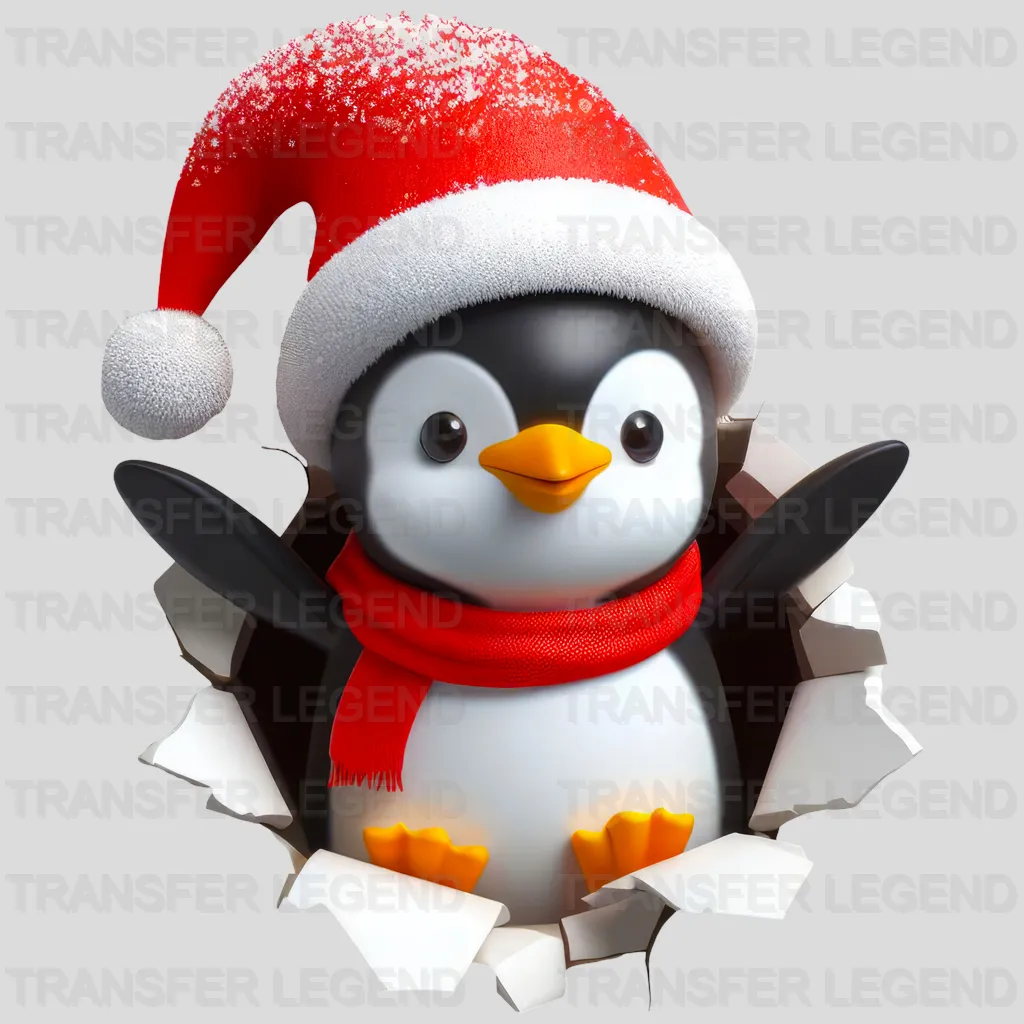 3D CHRISTMAS PENGUIN Christmas Design - DTF heat transfer