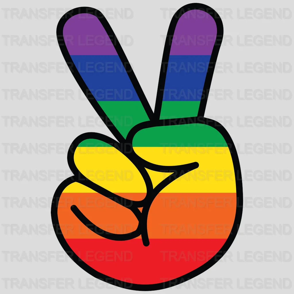 LGBTQ+ Rainbow Peace Sign - LGBTQ Pride Design - DTF heat transfer