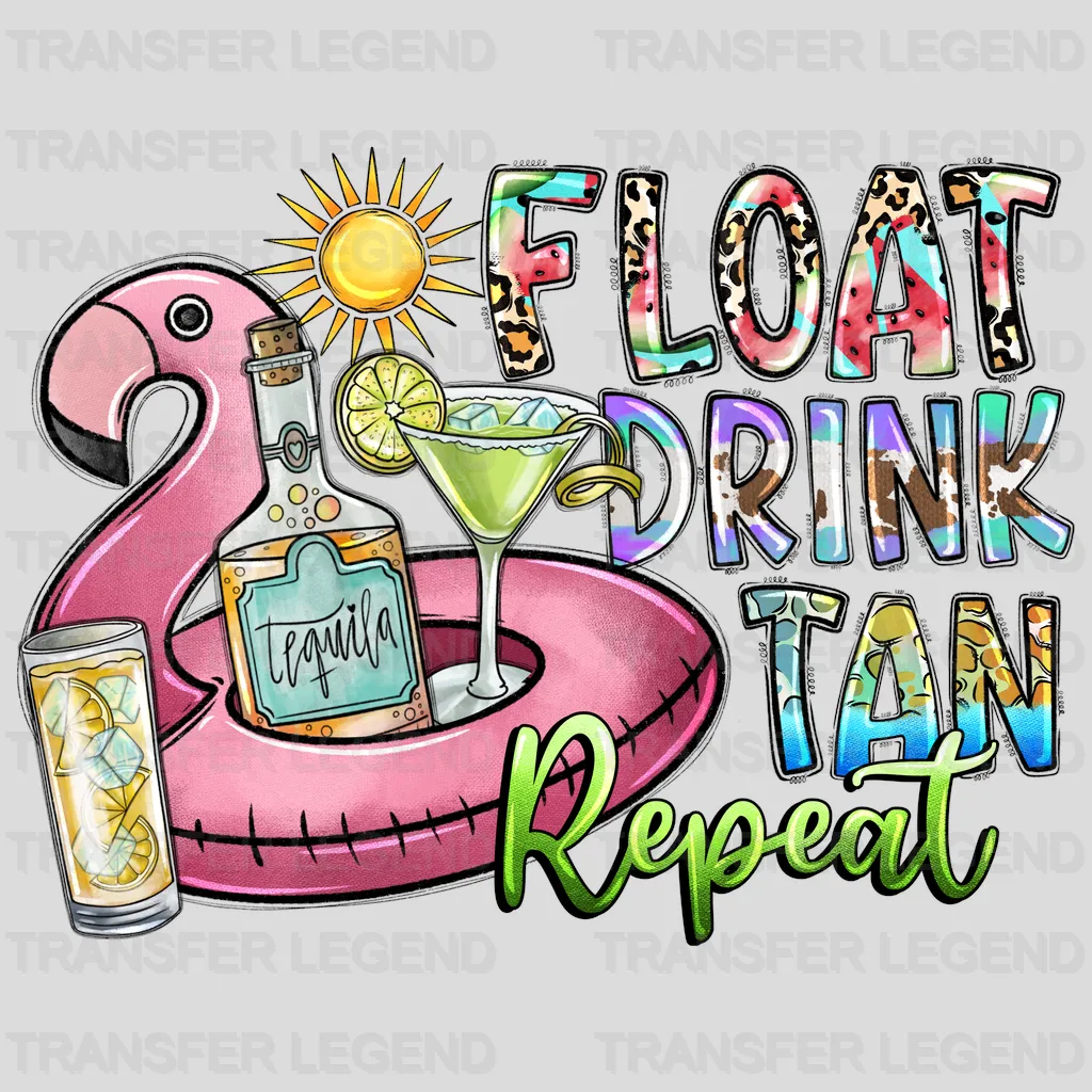 Float Drink Tan Summer Design - DTF Heat Transfers