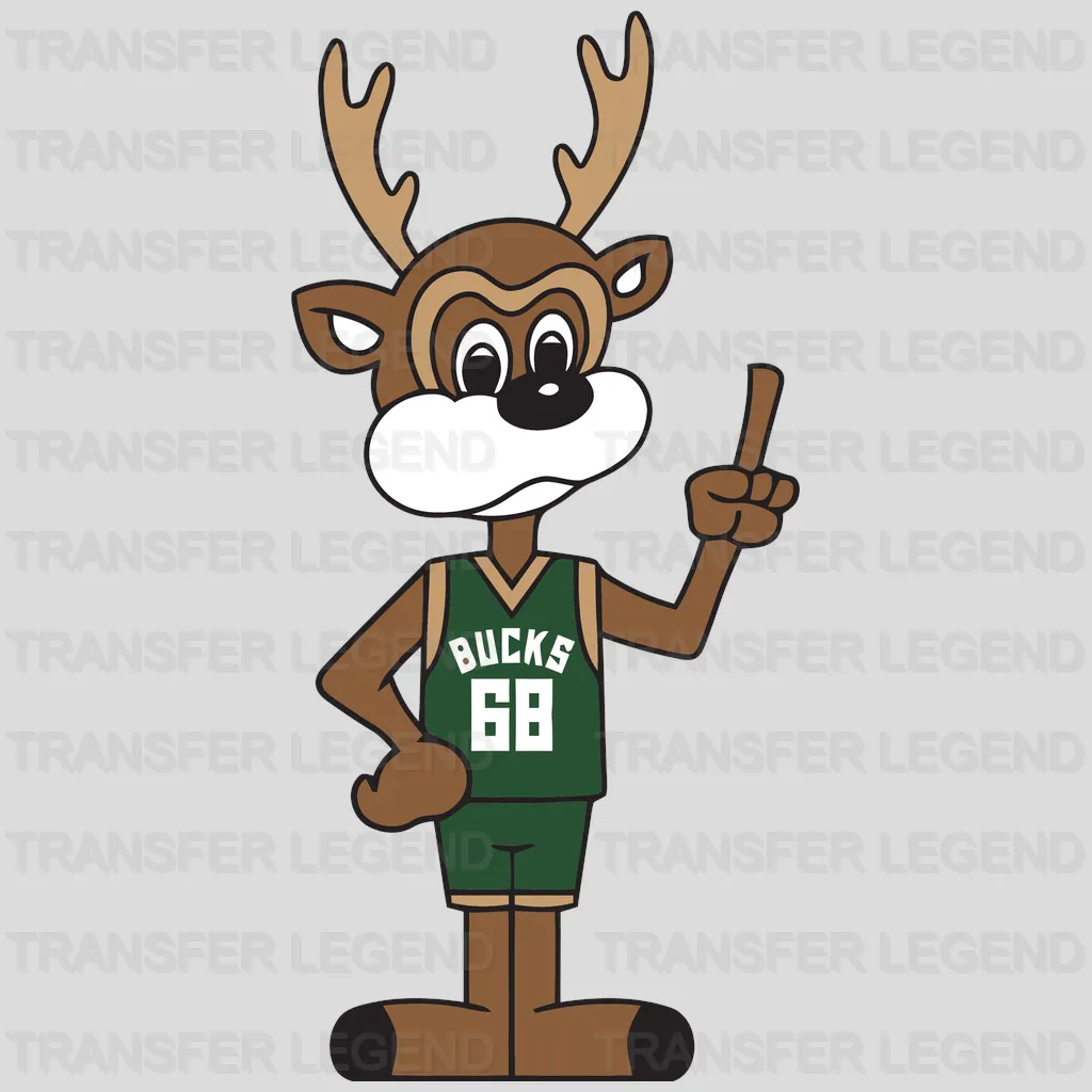 Milwaukee Bucks Bango Mascot Dribbling Cartoon NBA Design - DTF Heat T