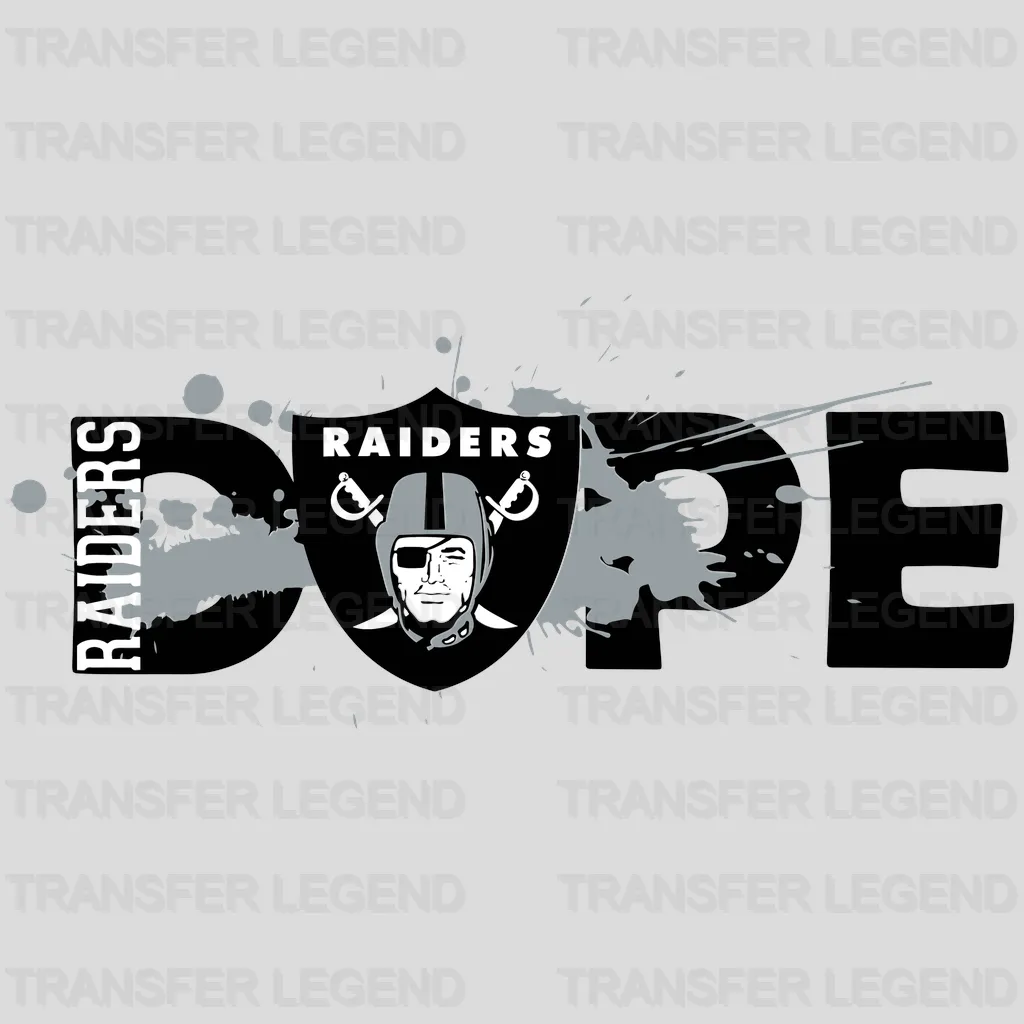 Las Vegas Raiders distressed brush-stroke overlay with team shield, NF