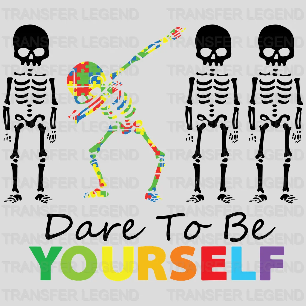 Dare To Be Yourself Auti Awareness Design - DTF heat transfer