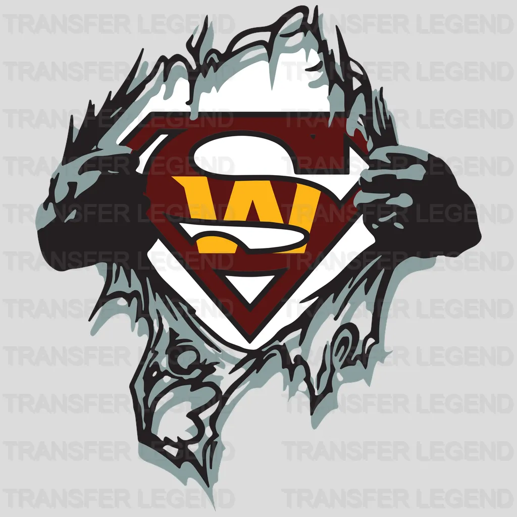 Washington Football Team Ripped-Chest Reveal W Emblem NFL Design - DTF