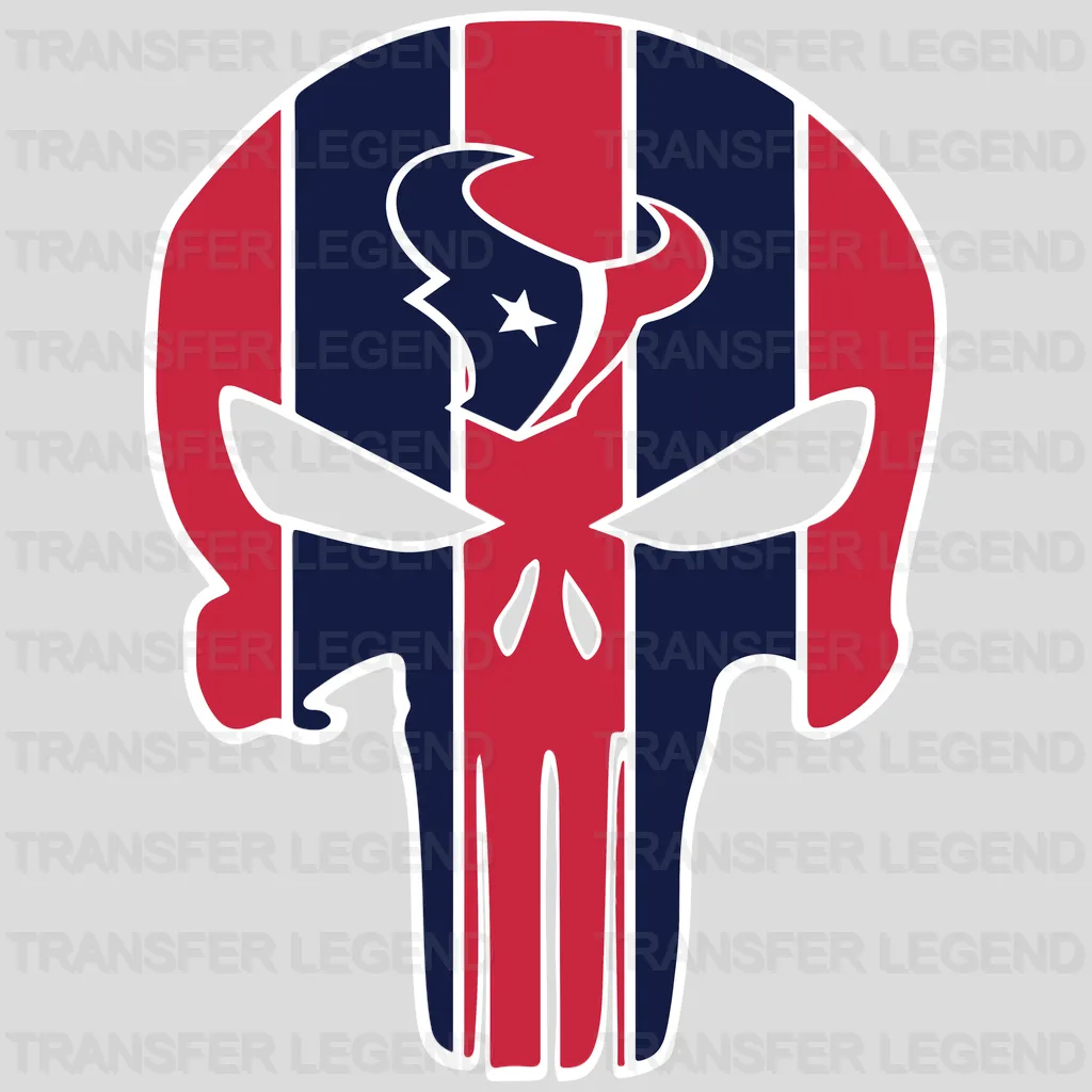 Houston Texans Punisher‑Mask Flag Emblem NFL Design - DTF Heat Transfe