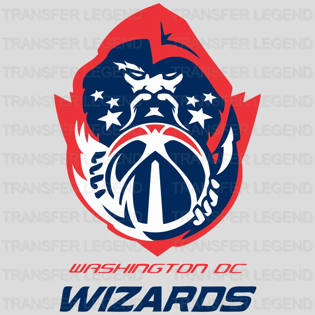 Washington Wizards Wizard Head Emblem with DC Wordmark NBA Design - DT