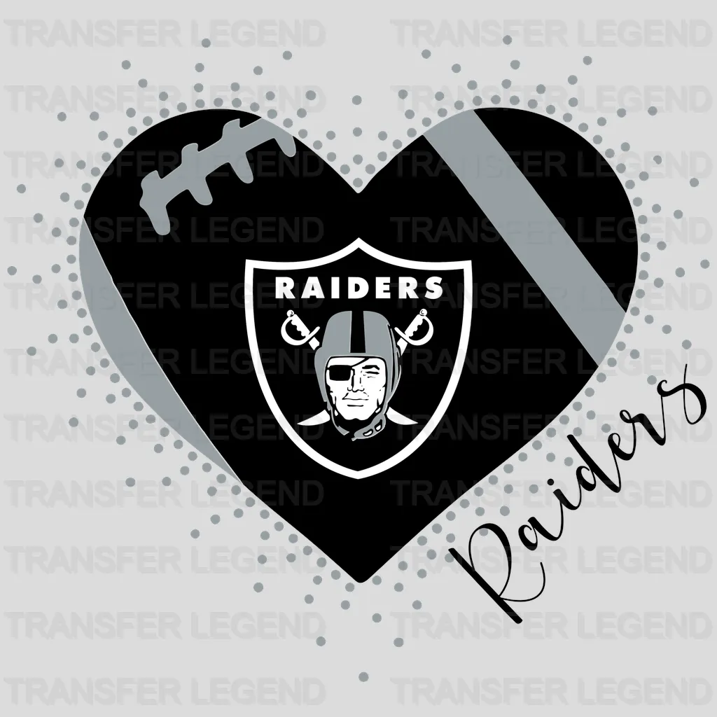 Las Vegas Raiders heart-shaped collage of logos and football laces, NF