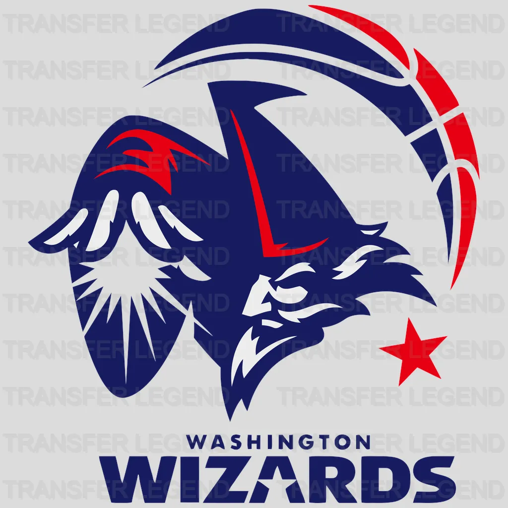 Washington Wizards Retro Wizard Figure Logo NBA Design - DTF Heat Tran