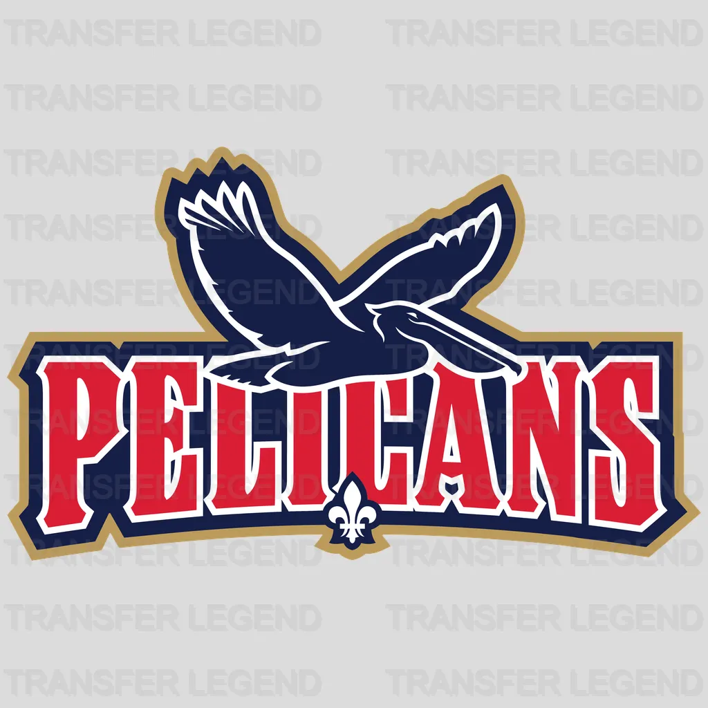 New Orleans Pelicans Pelican Above Wordmark Badge NBA Design - DTF Hea