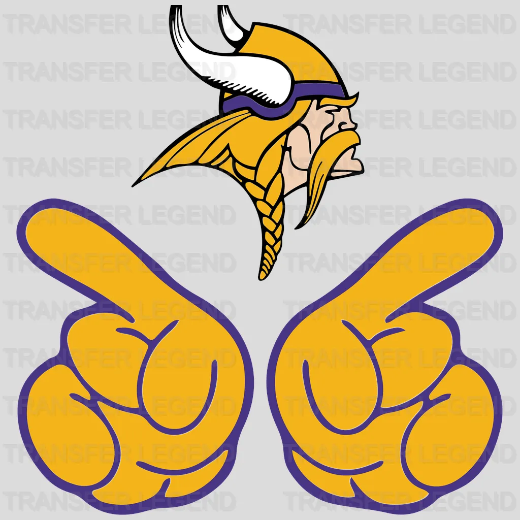 Minnesota Vikings Dual Pointing Hands Logo NFL Design - DTF Heat Trans