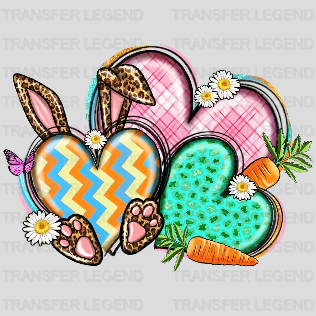 Happy Easter Bunny Hearts Design - DTF heat transfer
