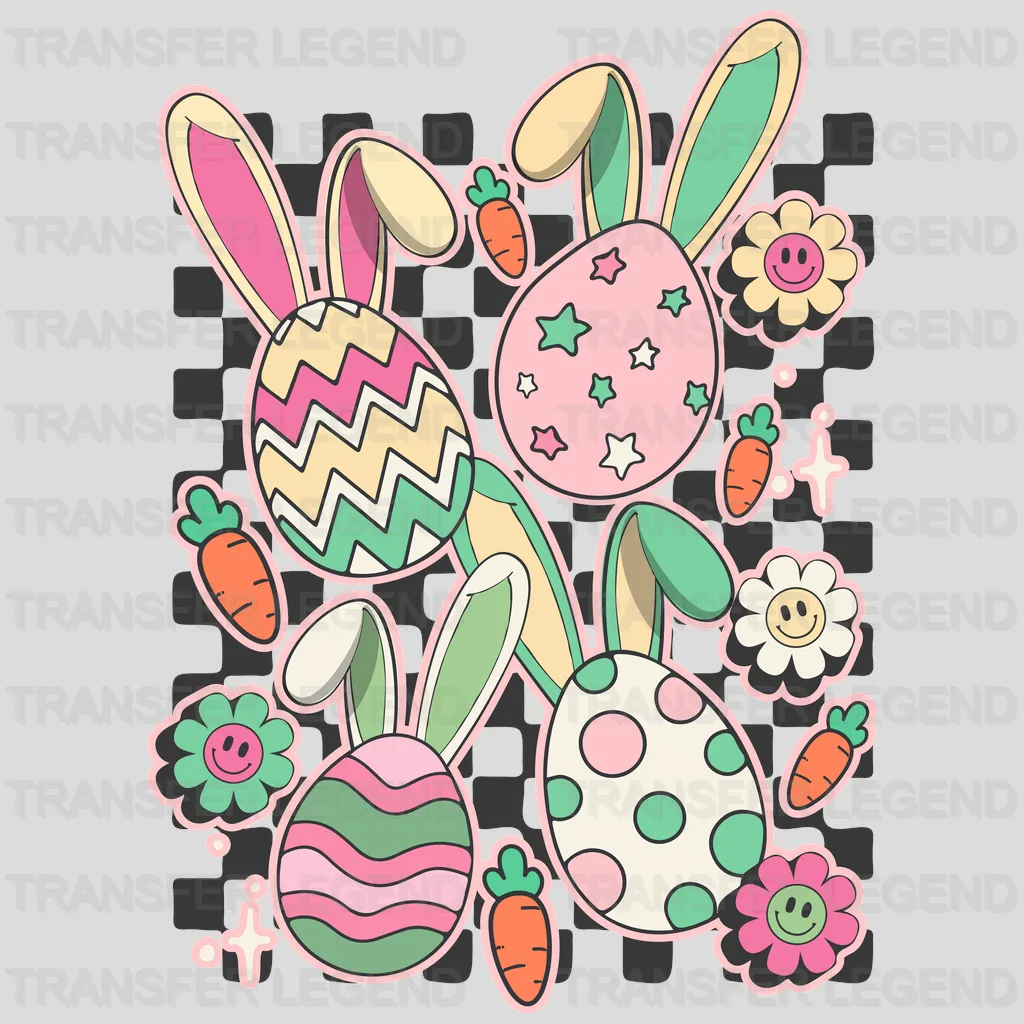 Eggs With Bunny Ears Easter Design - DTF heat transfer