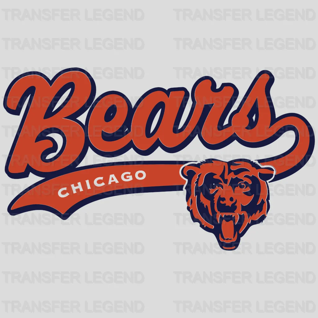 Chicago Bears “Bears” Wordmark with Head Emblem NFL Design - DTF Heat