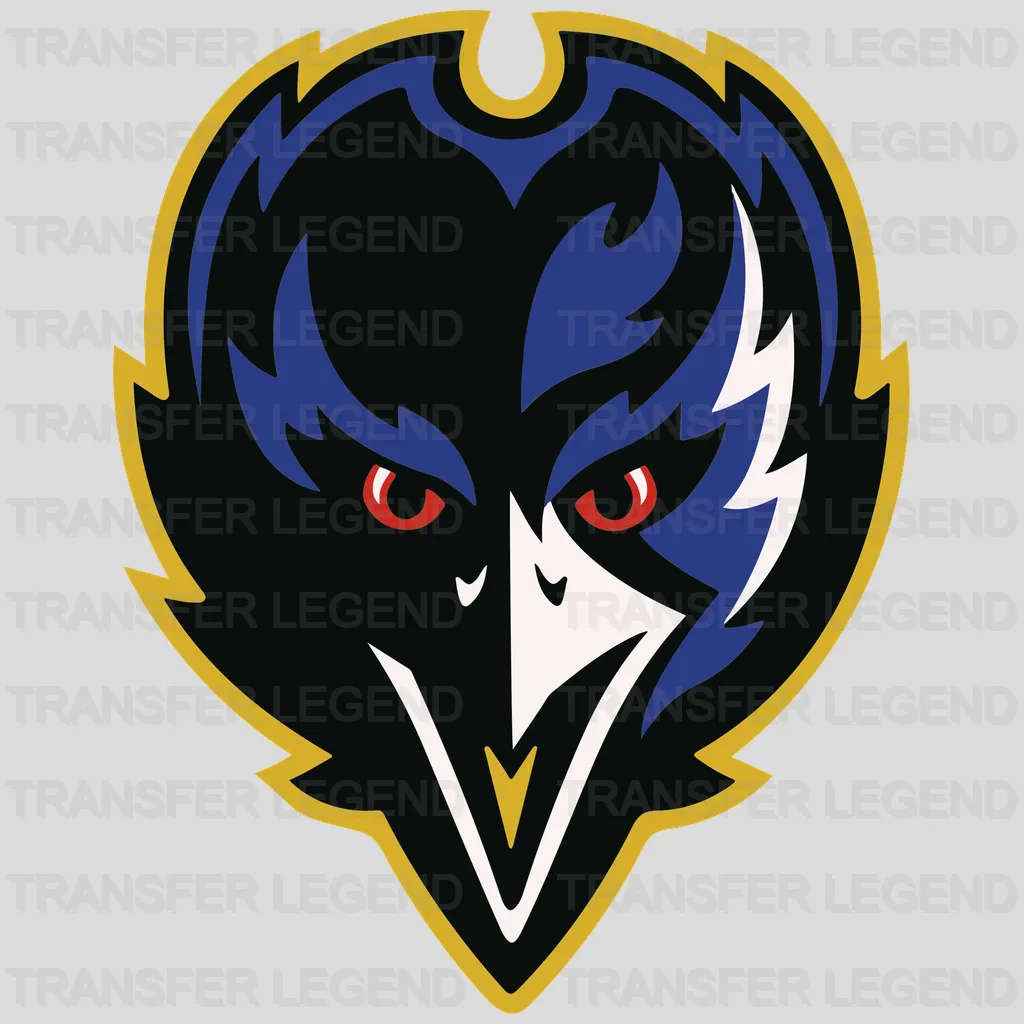 Baltimore Ravens Fierce Bird Head Emblem NFL Design - DTF Heat Transfe