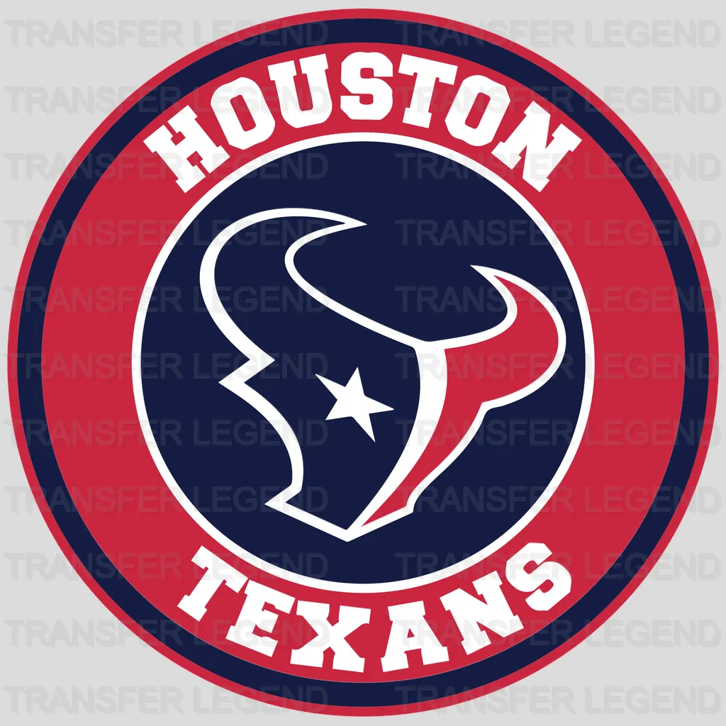 Houston Texans Round “Houston Texans” Text Badge NFL Design - DTF Heat