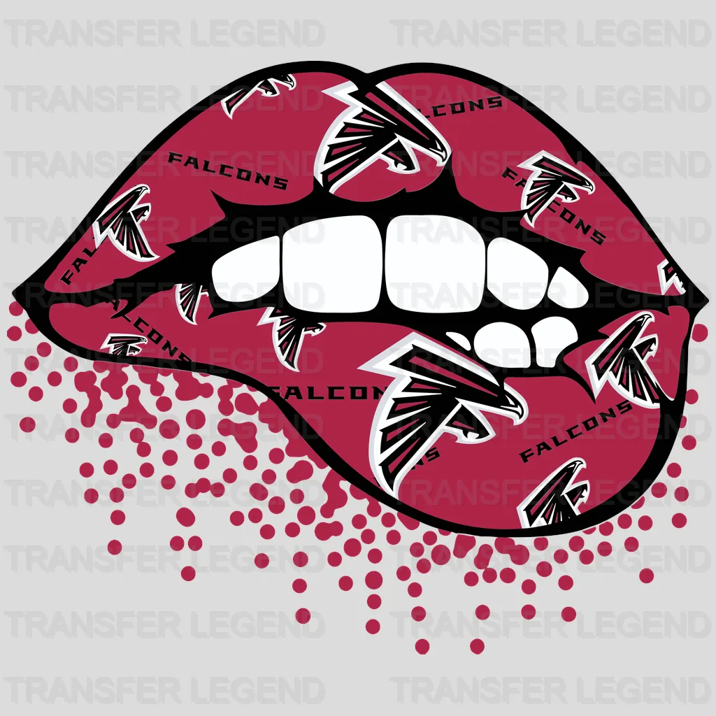 Atlanta Falcons Lip Bite Football Graphic NFL Design - DTF Heat Transf