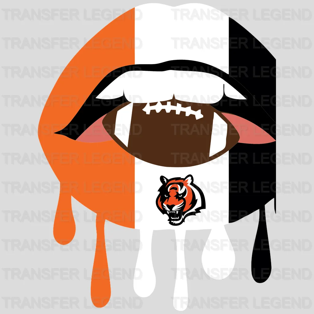 Cincinnati Bengals Dripping Lips Football Logo NFL Design - DTF Heat T