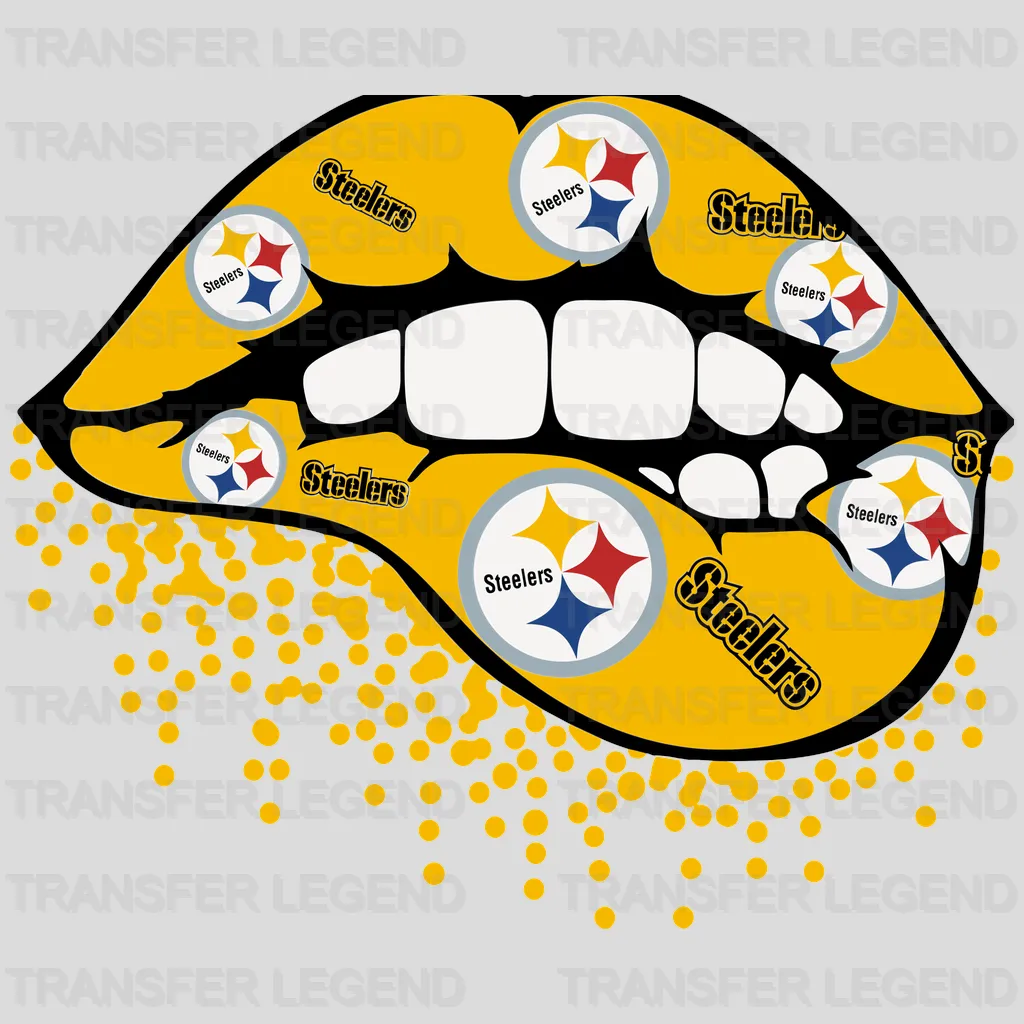 Pittsburgh Steelers dripping lips and teeth pattern with stars, NFL de