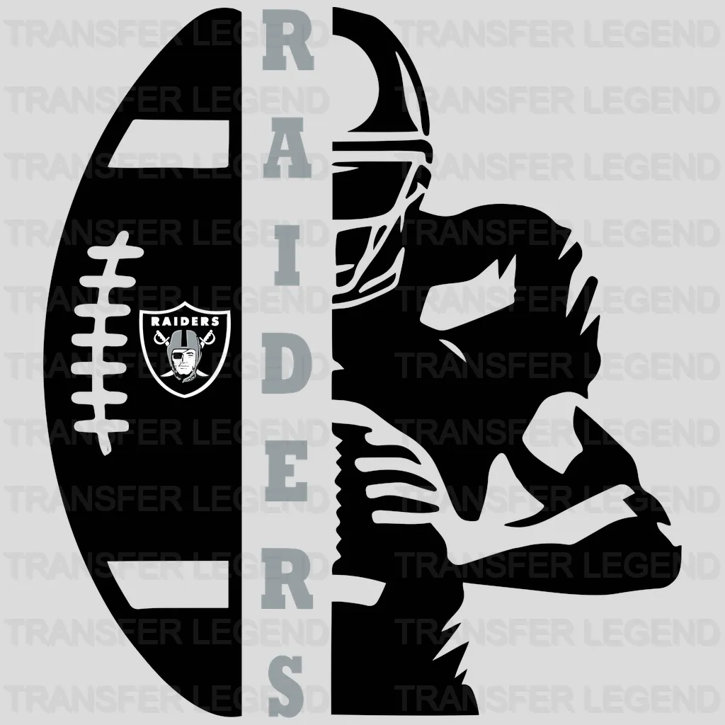 Las Vegas Raiders vertical football silhouette with player outline and