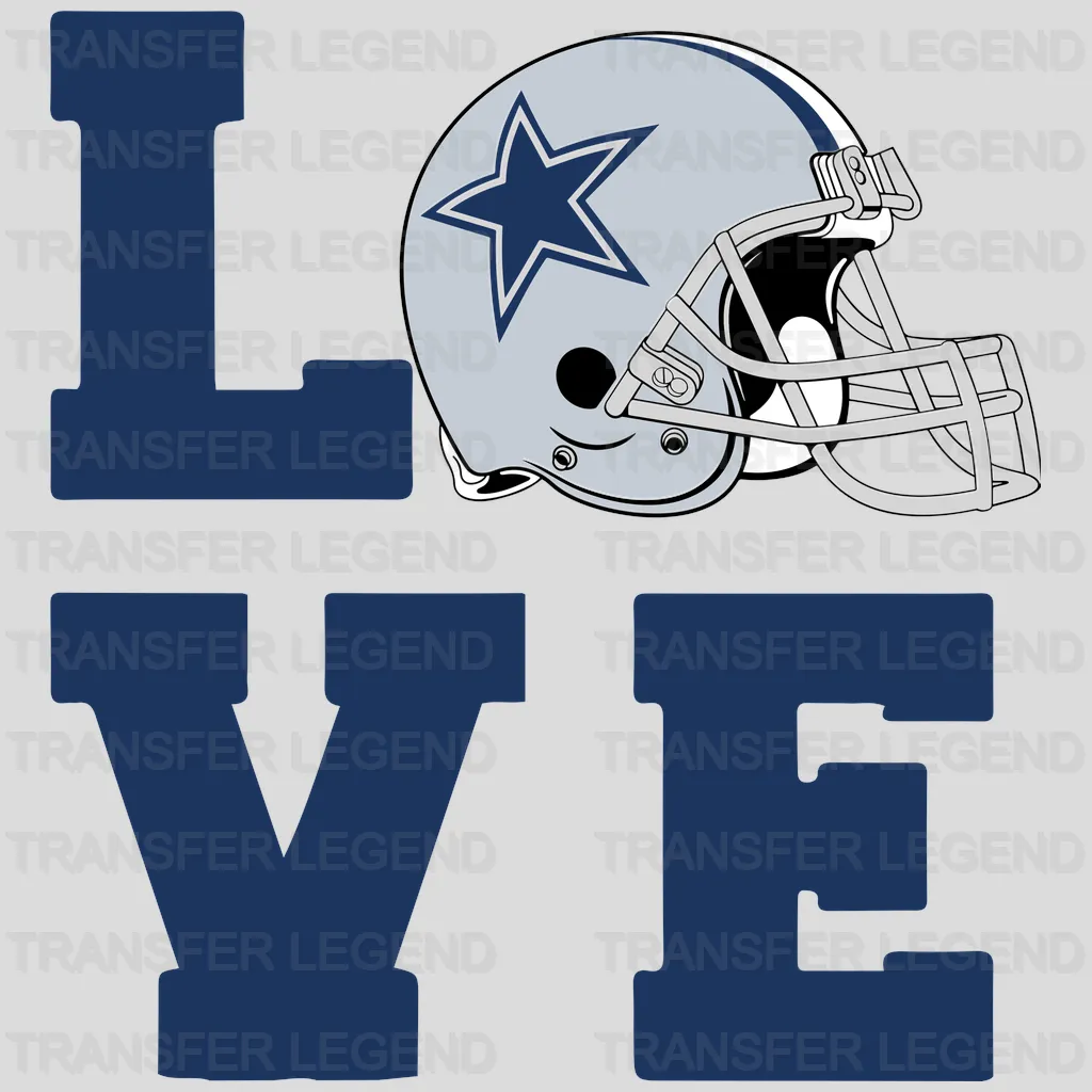 Dallas Cowboys LOVE Vertical Wordmark with Helmet NFL Design - DTF Hea