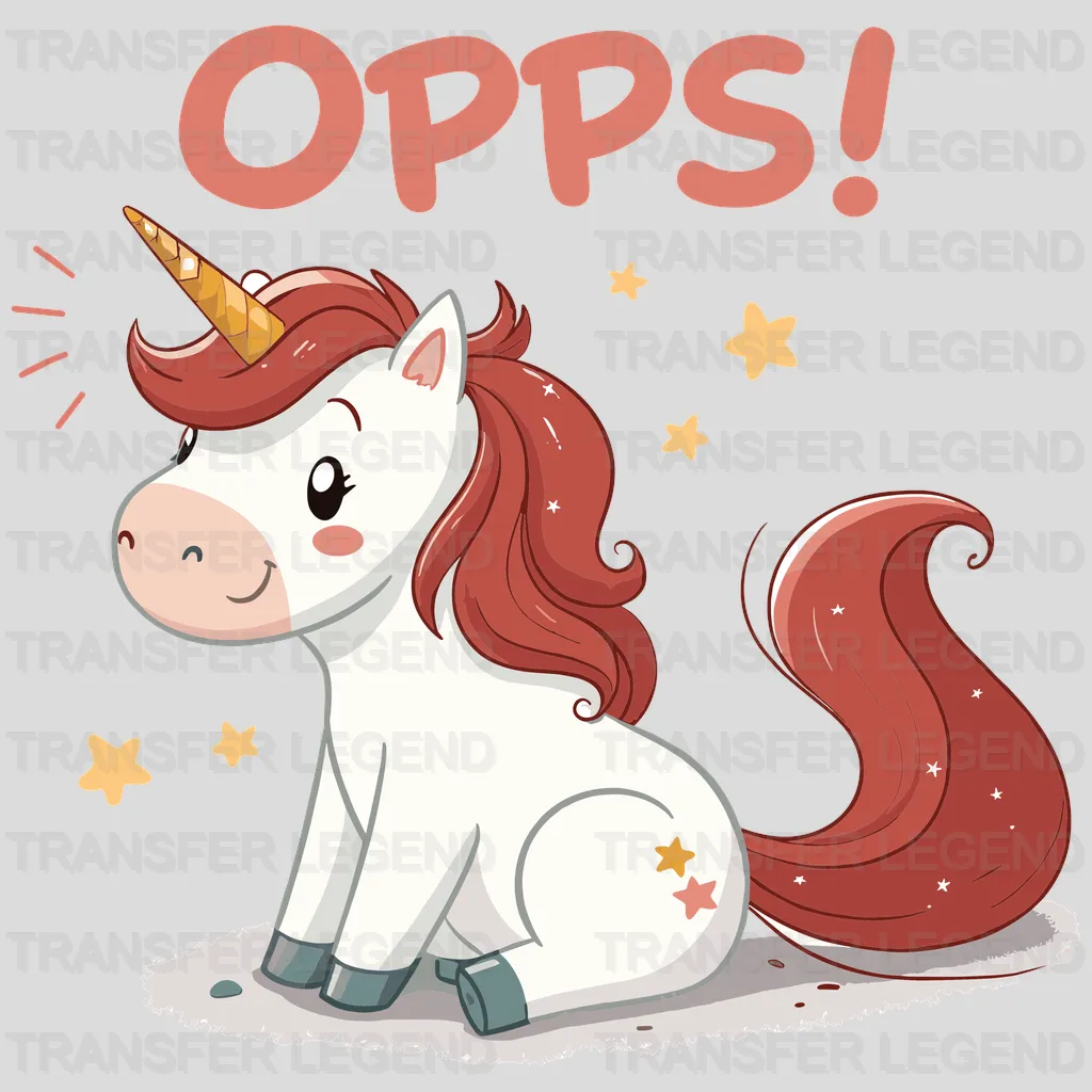 OPPS Unicorn Design - DTF Heat Transfers | Transfer Legend