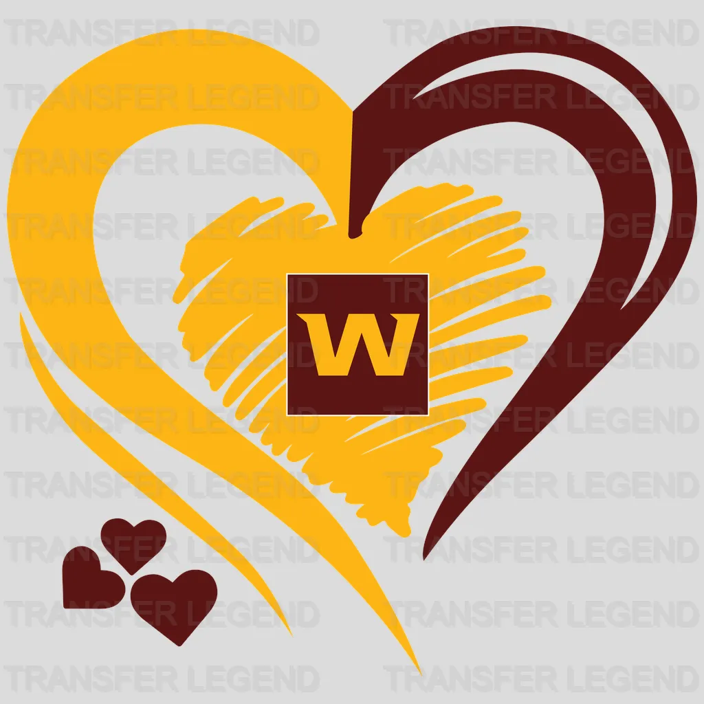 Washington Football Team Dual-Heart Swirl with W NFL Design - DTF Heat