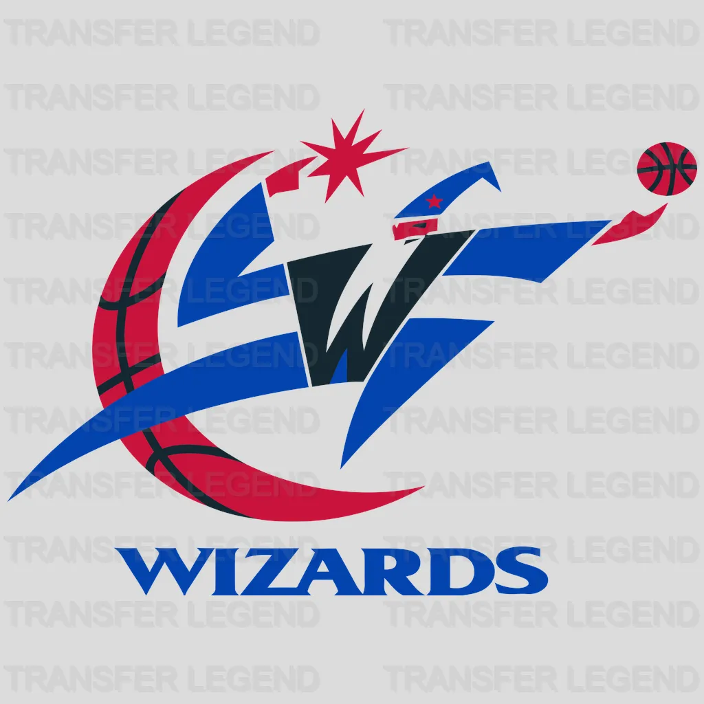 Washington Wizards Leaping Wizard Figure with Wordmark NBA Design - DT