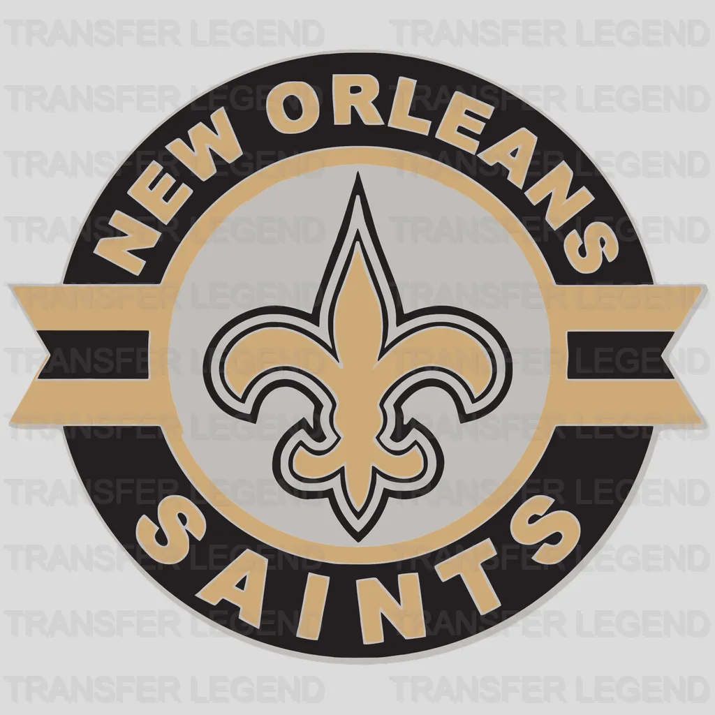 New Orleans Saints circular badge with team name banner and fleur‑de‑l