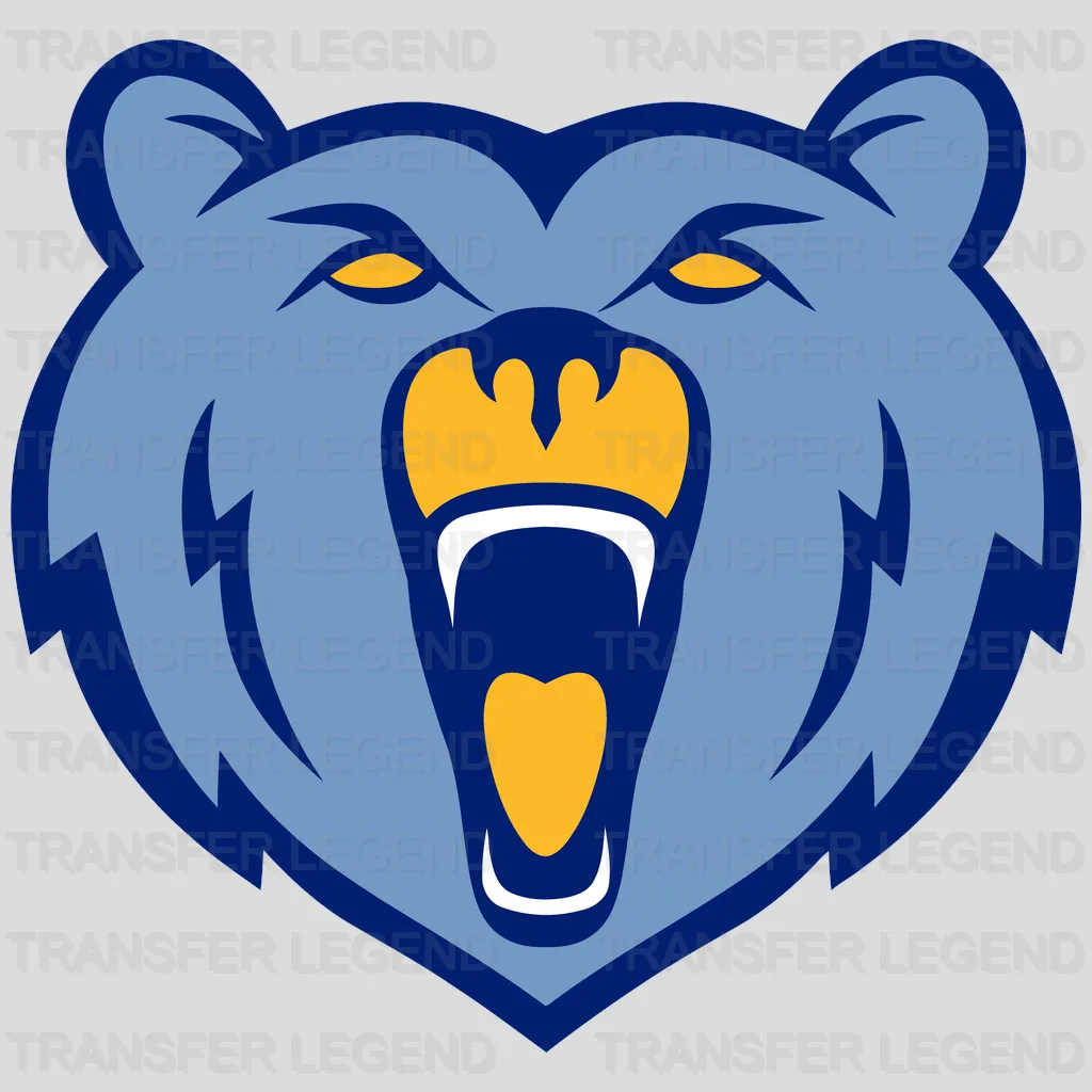 Memphis Grizzlies Roaring Bear Face Emblem NBA Design - DTF Heat Trans