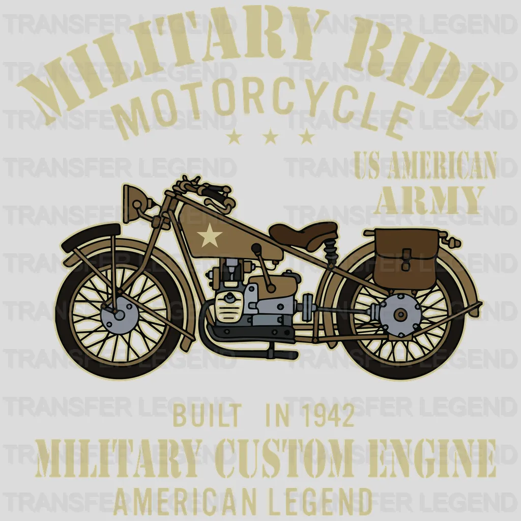 Military Custom Engin - Motocycle Design DTF Heat Transfer