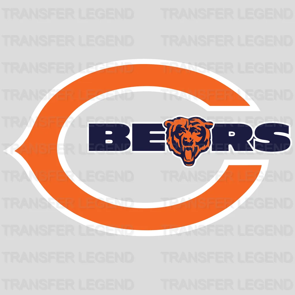 Chicago Bears Block “Bears” C‑Logo Wordmark NFL Design - DTF Heat Tran
