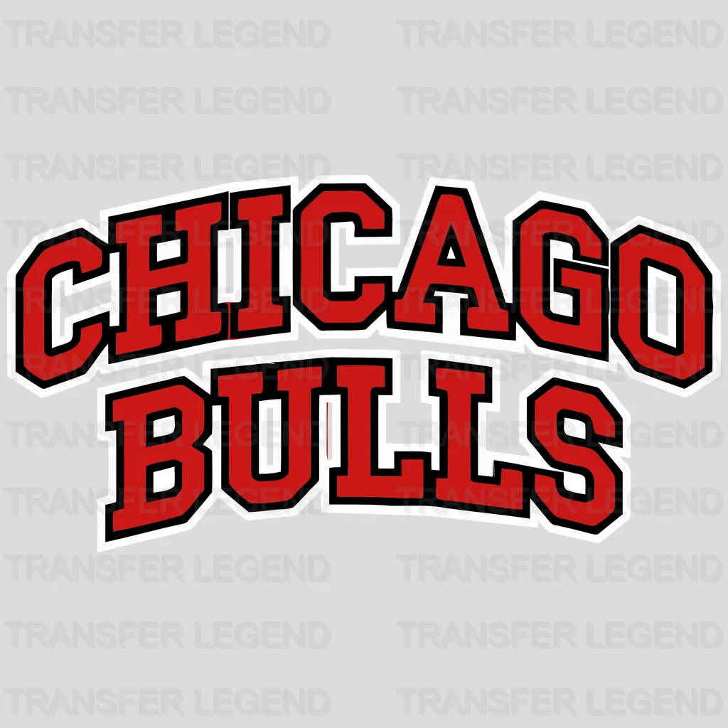 Chicago Bulls Stacked Wordmark (Bold Outline) NBA Design - DTF Heat Tr