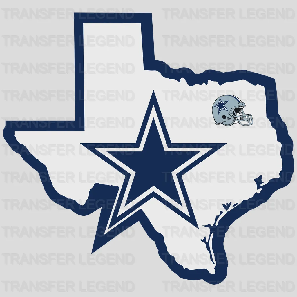 Dallas Cowboys Texas State Outline NFL Design - DTF Heat Transfer