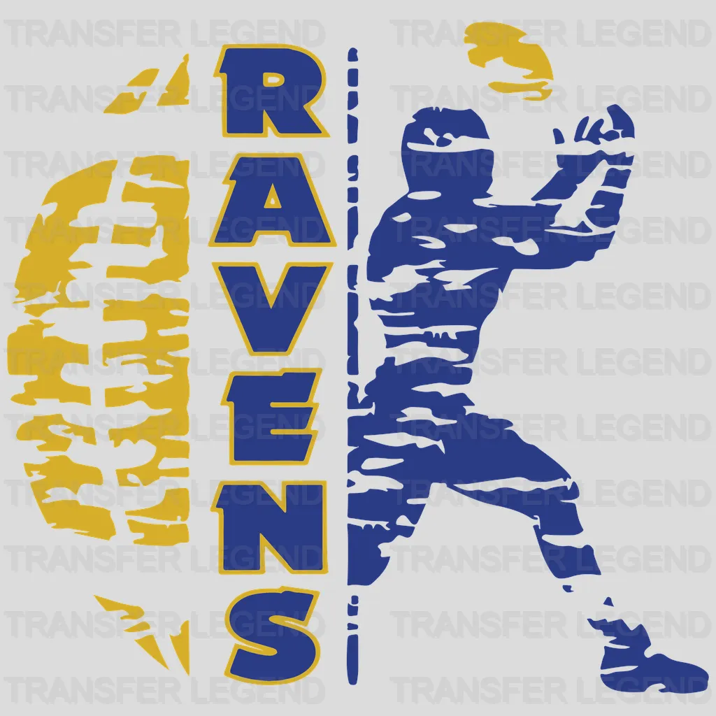 Baltimore Ravens Maryland Outline & Player Silhouette NFL Design - DTF