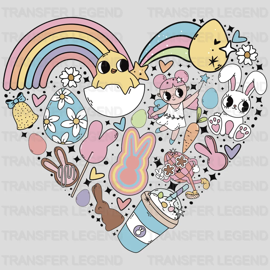 Heart Shape Easter Design - DTF heat transfer