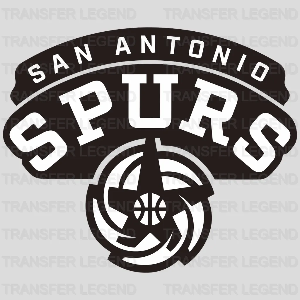 San Antonio Spurs Arched Crest with Pinwheel Basketball NBA Design - D
