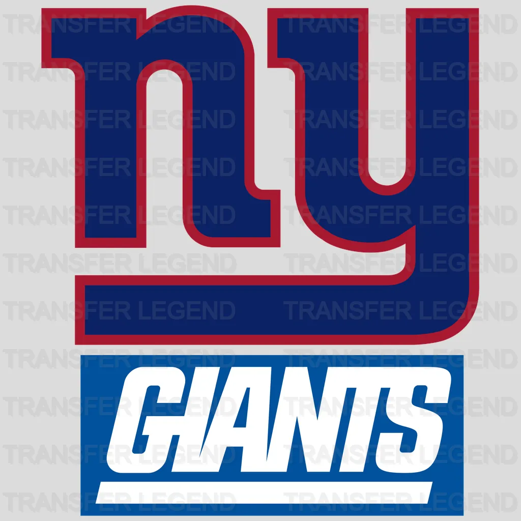 New York Giants bold red‑outlined “NY” wordmark, NFL design - DTF Heat