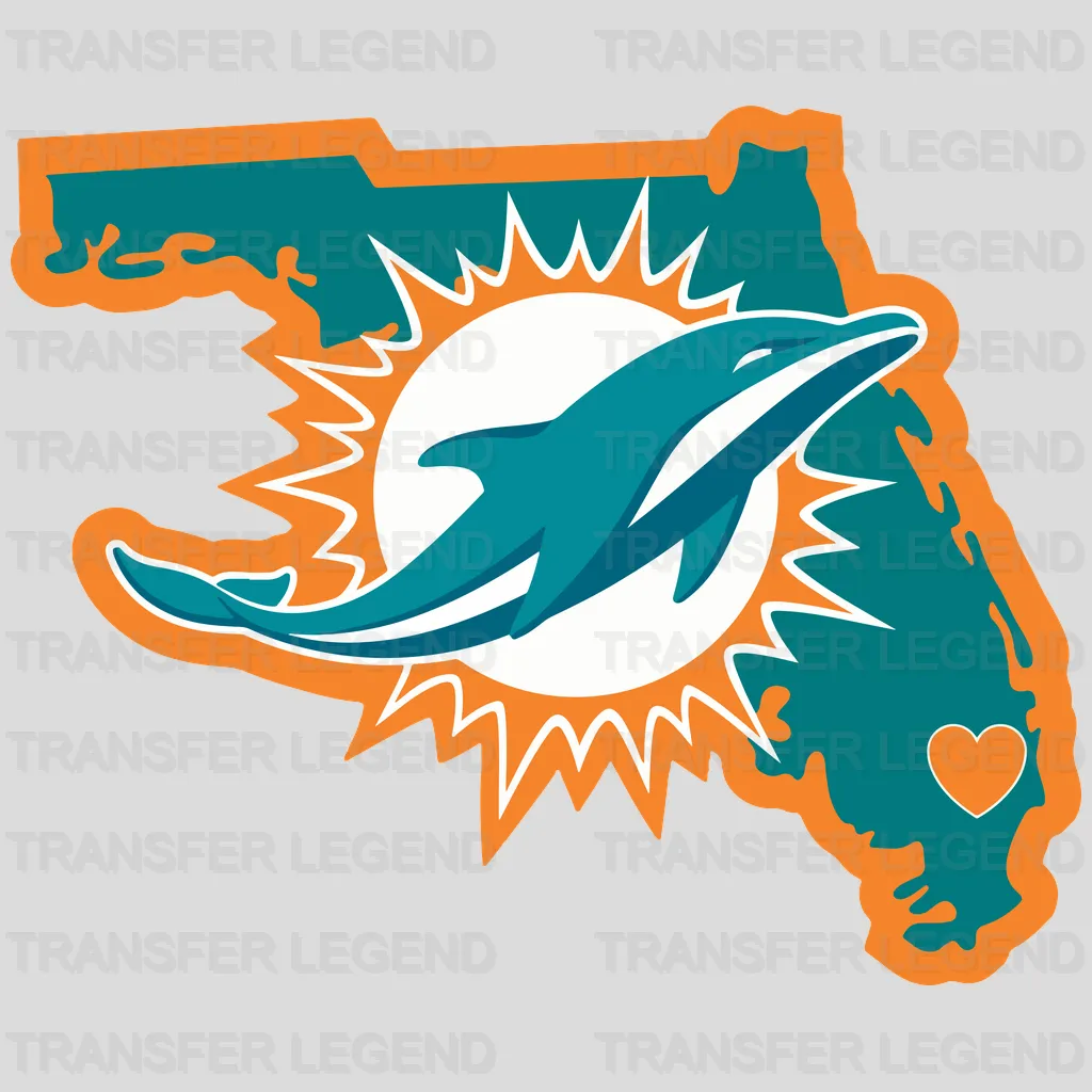 Miami Dolphins Florida State Outline Head Logo NFL Design - DTF Heat T