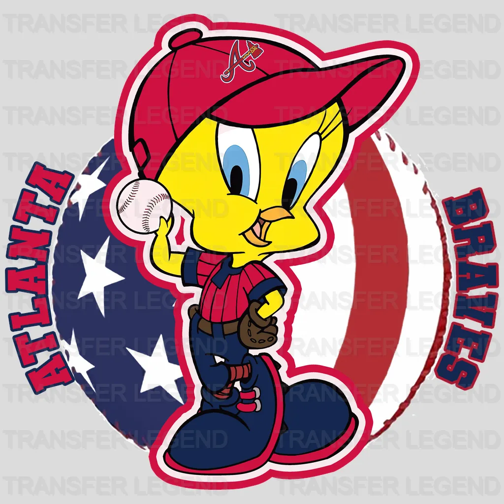 Atlanta Braves MLB Tweety Bird Cartoon Character - DTF Iron On Transfe