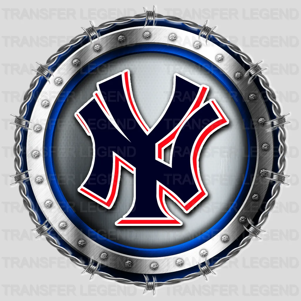 New York Yankees MLB Chrome Metal Circle Badge 3D - DTF Iron On Transf