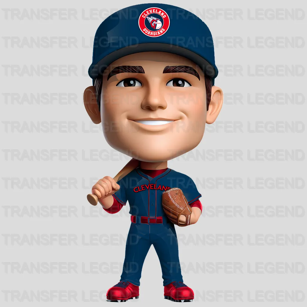 Cleveland Guardians MLB Cartoon Bobblehead Player Character - DTF Iron