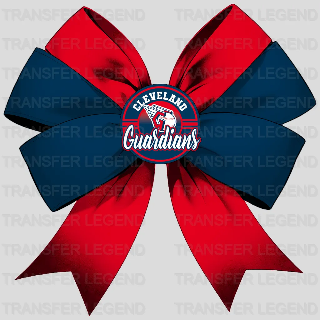 Cleveland Guardians MLB Elegant Red Bow Ribbon Knot - DTF Iron On Tran