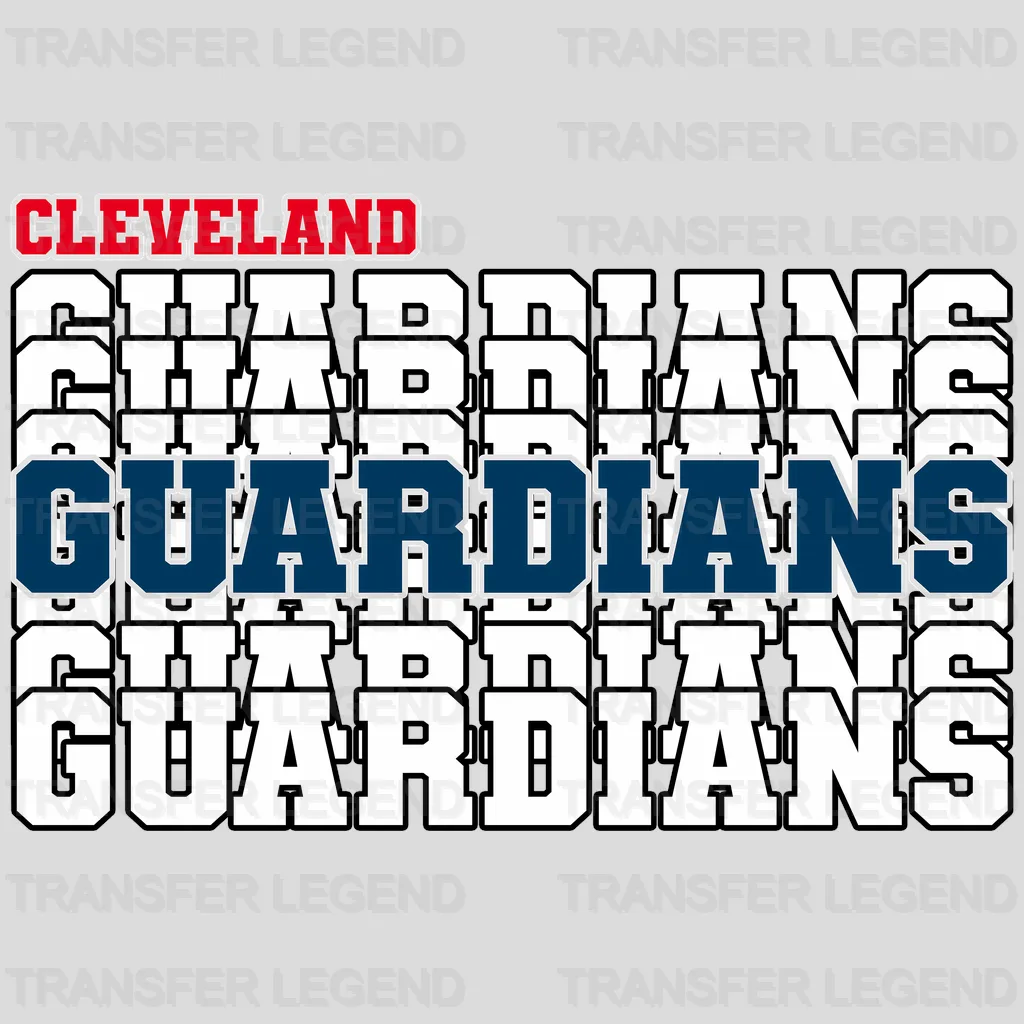 Cleveland Guardians MLB Repeated Text Pattern Block Logo - DTF Iron On