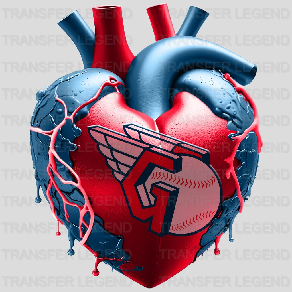 Cleveland Guardians MLB Realistic Anatomical Heart Art - DTF Iron On T