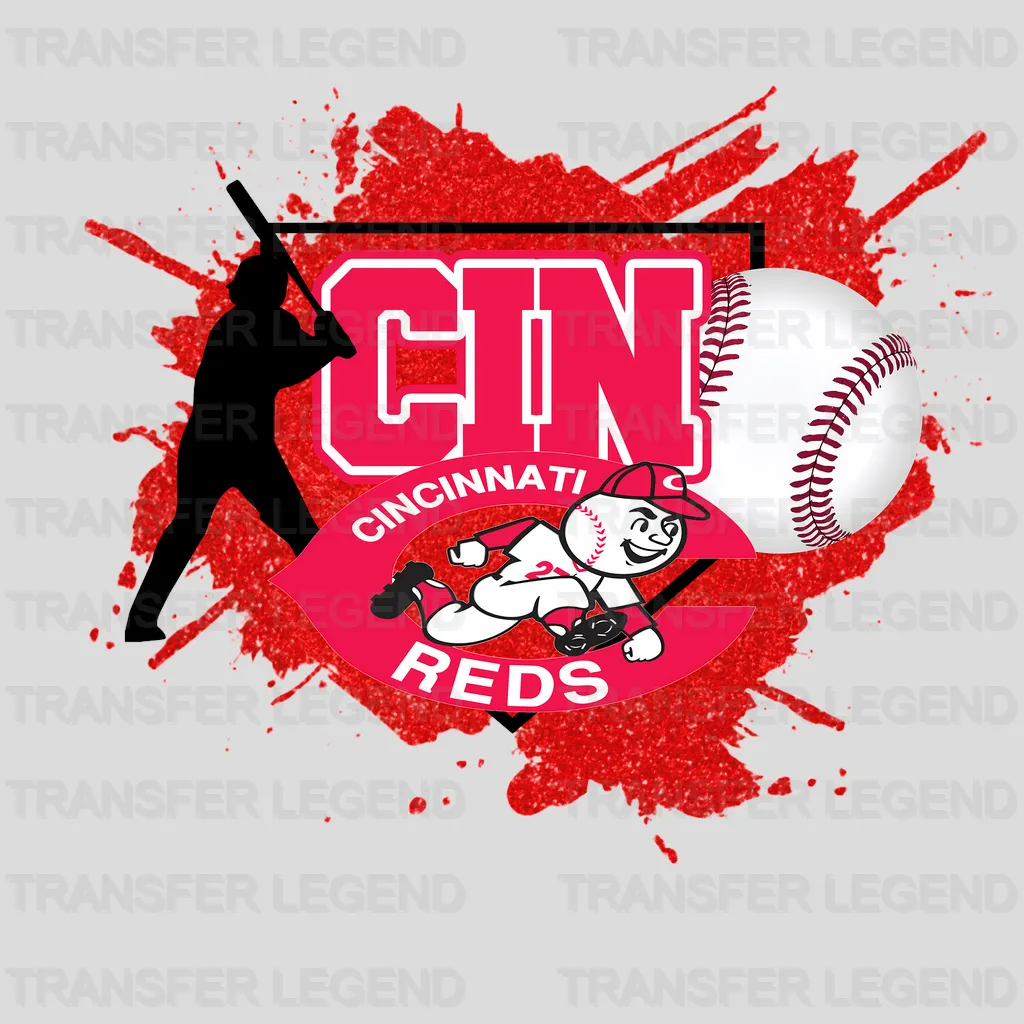 Cincinnati Reds MLB Batter Silhouette Splash Art - DTF Iron On Transfe
