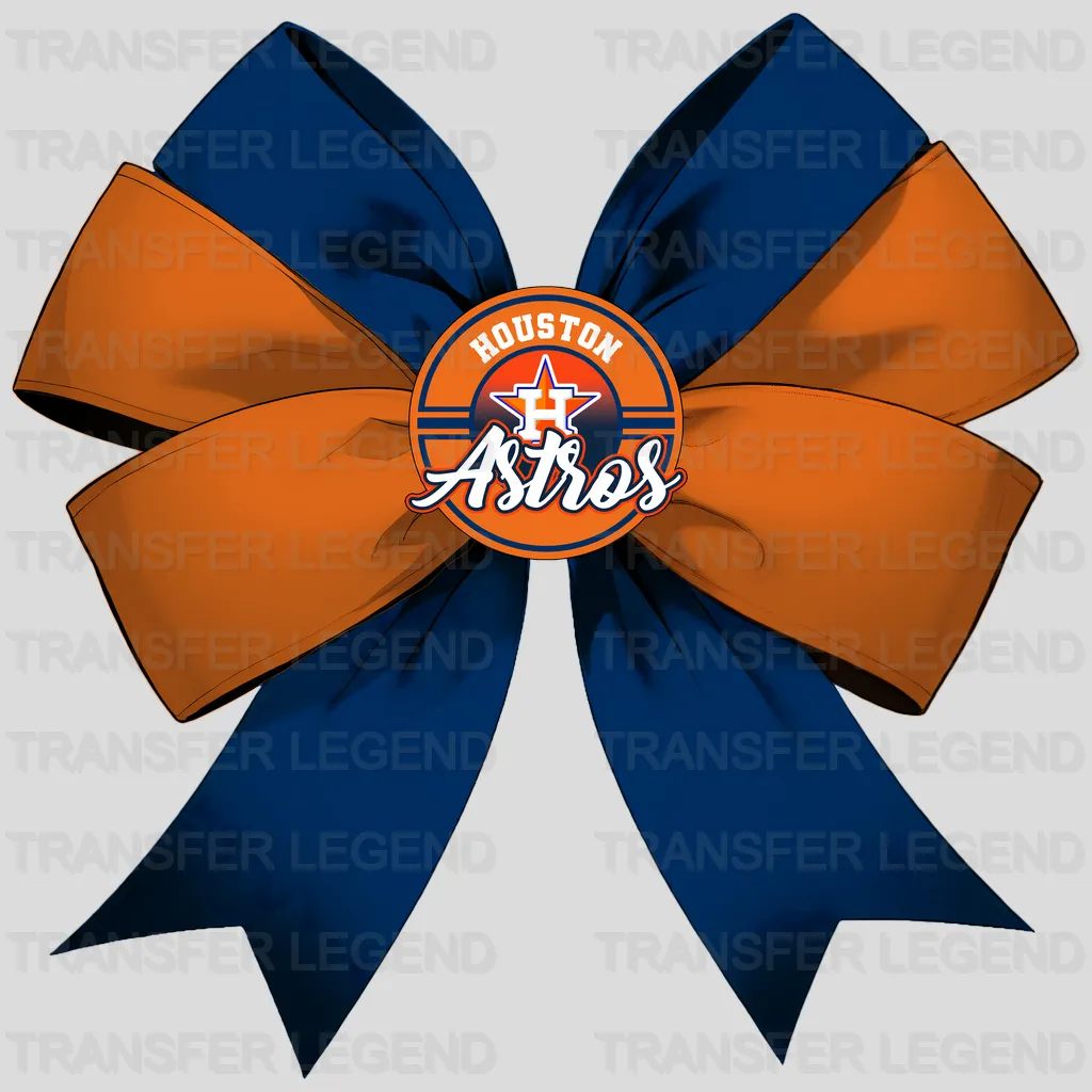 Houston Astros MLB Elegant Orange & Navy Bow Ribbon - DTF Iron On Tran