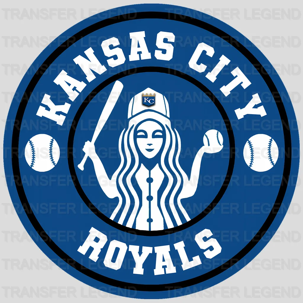 Kansas City Royals MLB Circle Badge Girl Silhouette Logo - DTF Iron On