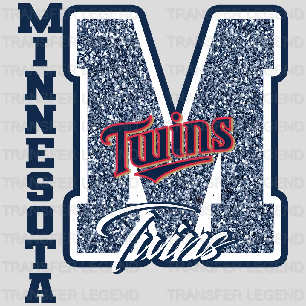 Minnesota Twins MLB Glitter Chenille Letter M Logo - DTF Iron On Trans