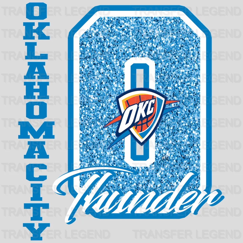 Oklahoma City Thunder NBA Glitter Chenille Letter O Logo - DTF Iron On