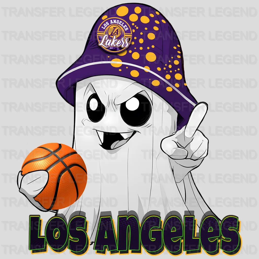 Los Angeles Lakers NBA Cute Ghost With Hat & Halloween - DTF Iron On T