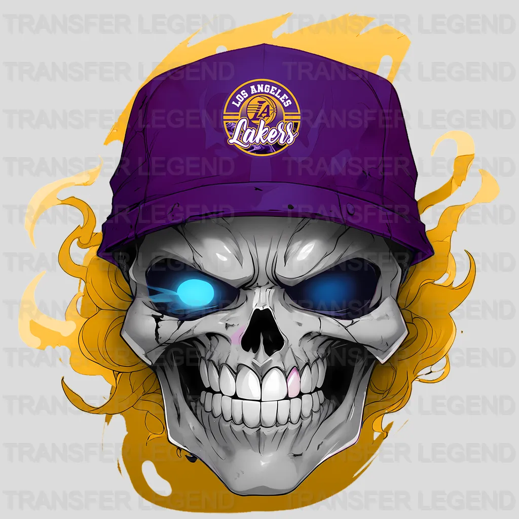 Los Angeles Lakers NBA Skull With Cap & Smoke Effect - DTF Iron On Tra